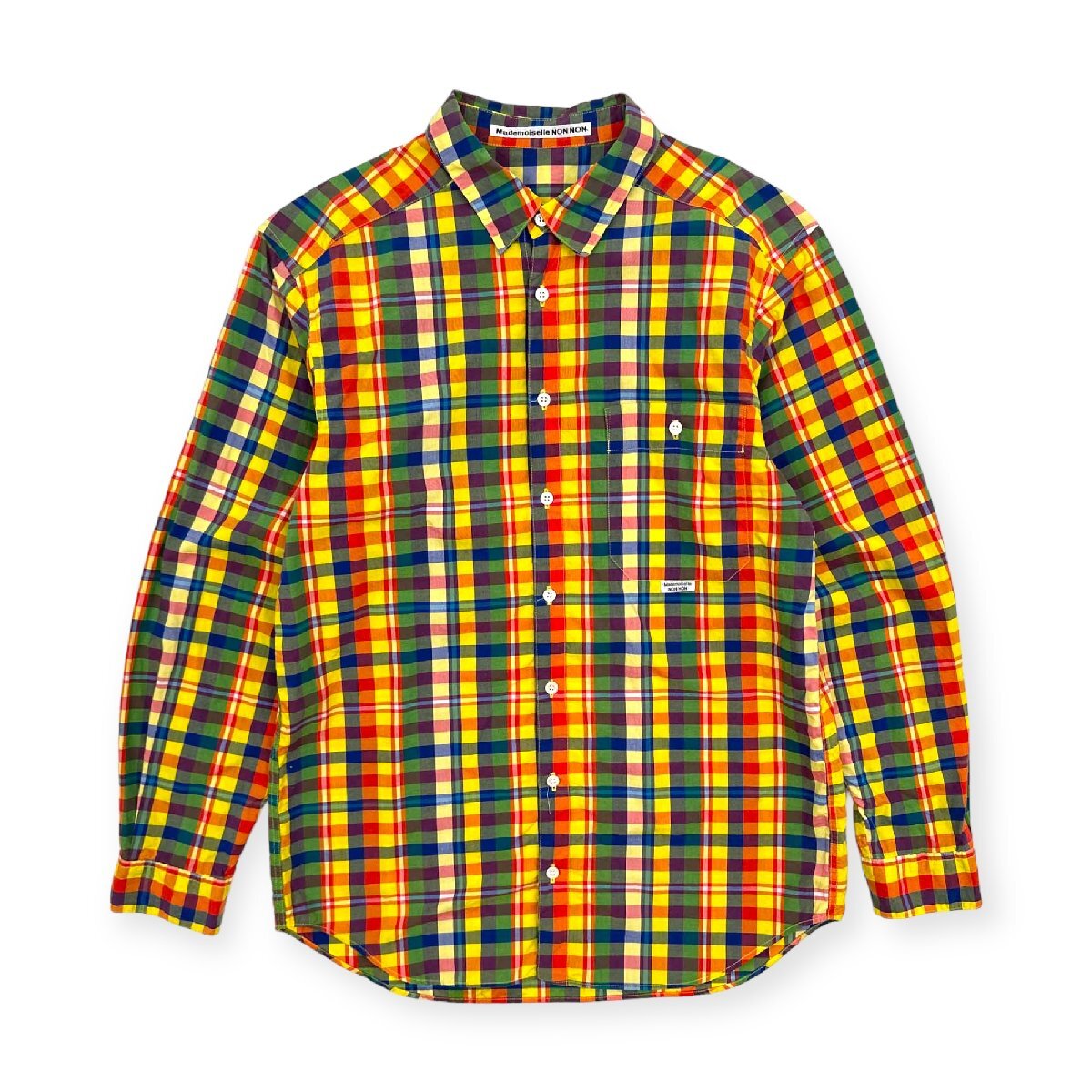 Mademoisele NON NON マドモアゼルノンノン カラフル チェック柄 長袖シャツ M~Lサイズ 程度/レディース パパス 日本製(中古)のオークション落札情報