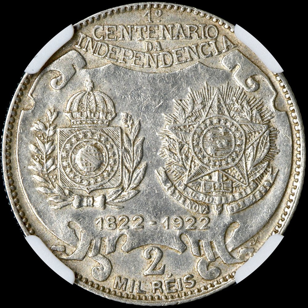 Yahoo!オークション - 土終 【NGC AU D】1922 ブラジル 2000R銀貨 独...