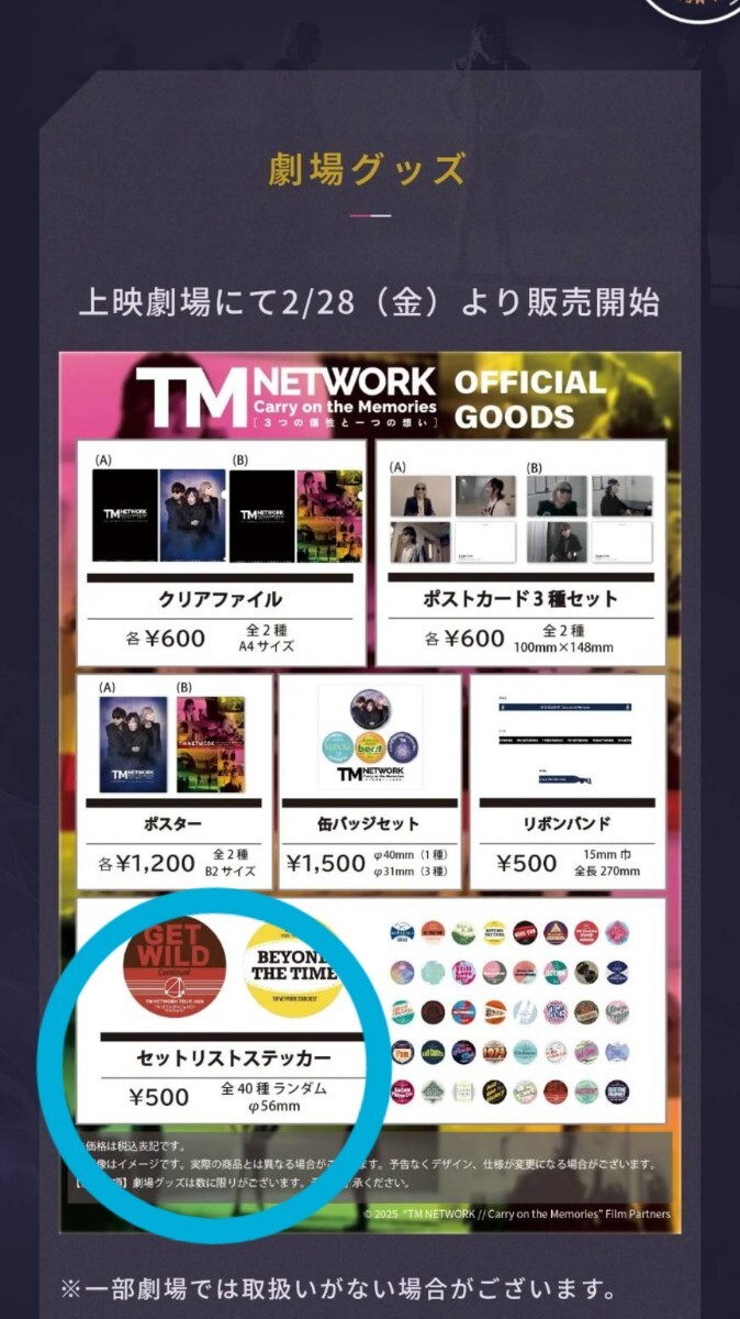 TM NETWORK Carry on the Memories 映画グッズ セットリスト TM NETWORK Carry on the Memories 映画グッズ セットリスト