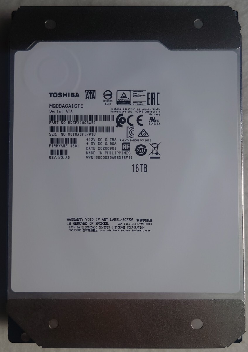 Yahoo!オークション - 東芝 TOSHIBA HDD 16TB 3.5インチ MG08ACA16TE ...