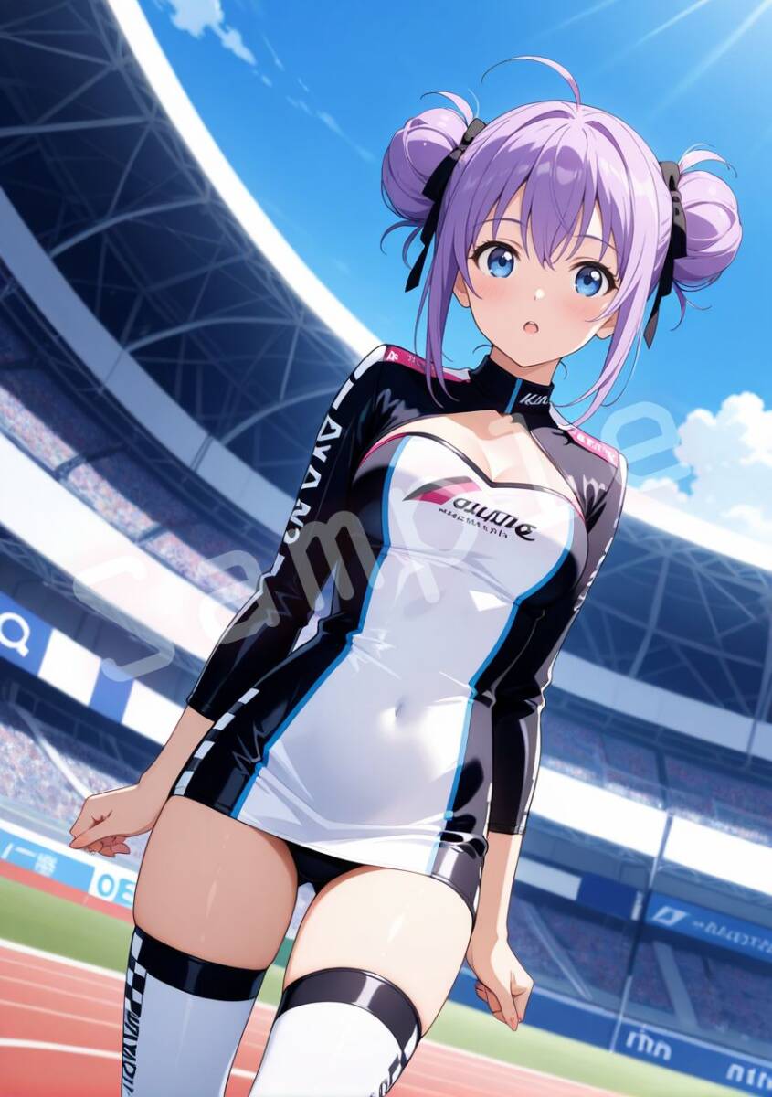 Yahoo!オークション - A444 オリジナル 紫髪 お団子 レースクイーン ユ...