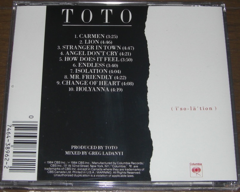Yahoo!オークション - CD TOTO トト Isolation アイソレーション USA盤...