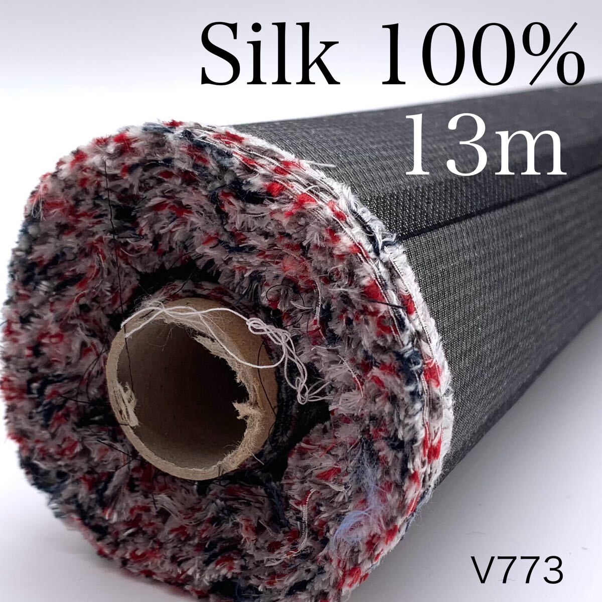 Yahoo!オークション - V773 シルク100％ 13m ボーダー シルバー レッ...