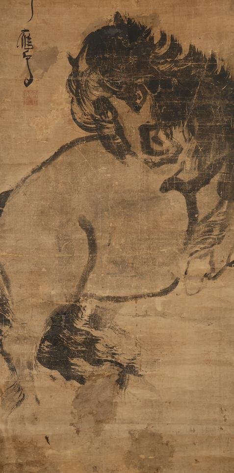 模写】◇曾我蕭白(曽我蕭白)◇駿馬図◇日本画◇紙本◇掛軸◇w145 模写】◇曾我蕭白(曽我蕭白)◇駿馬図◇日本画◇紙本◇掛軸◇w145