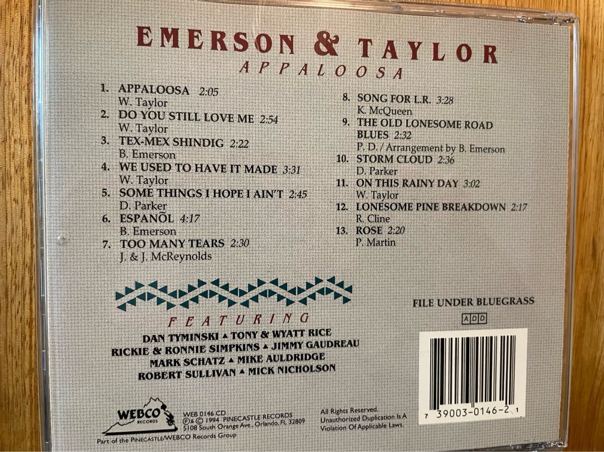 Yahoo!オークション - CD BILL EMERSON & WAYNE TAYLOR / APPALOOSA