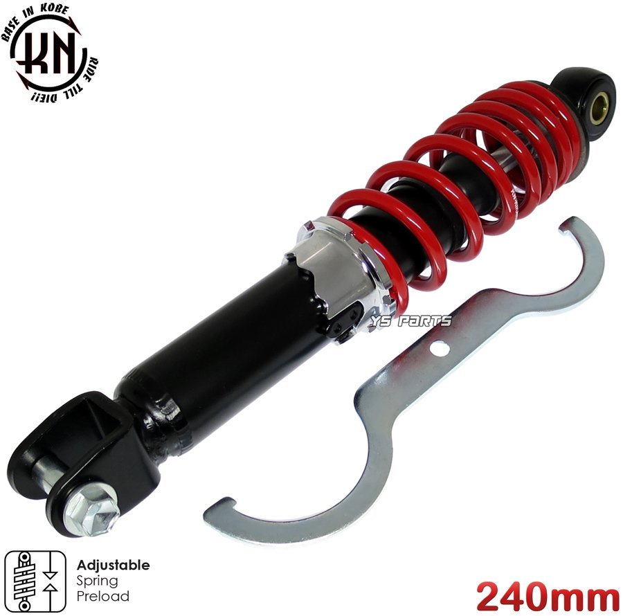 ツインダンパー KNリヤサス/リアショック黒赤240mm VINO/ビーノ SA26J/SA37J/SA54J/SA59J VOX SA52J 4サイクルジョグ SA55J/SA57J ...