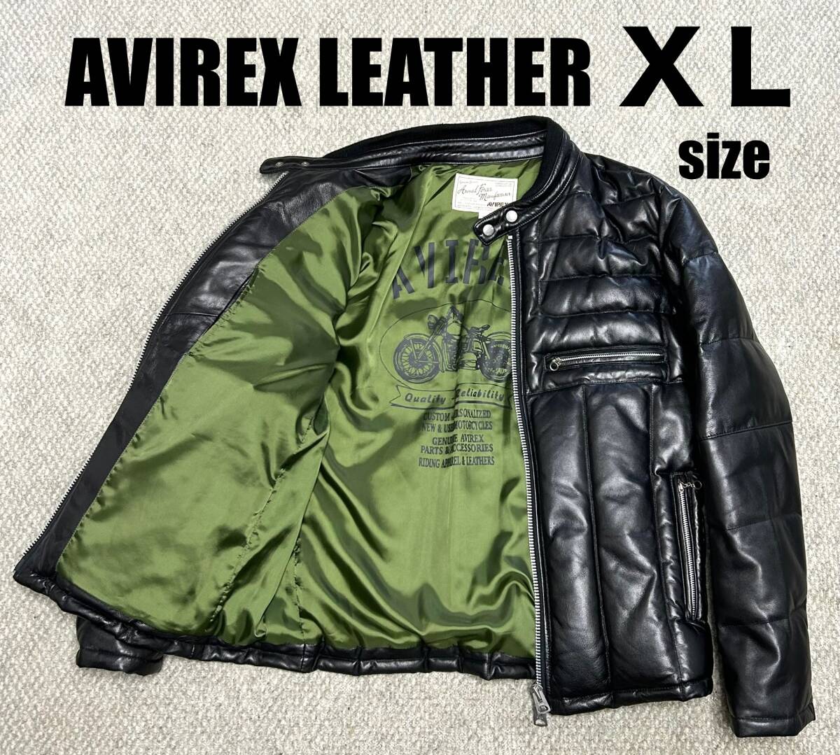 Yahoo!オークション - 美品②AVIREX【XL】レザーダウンライダースJKT T...