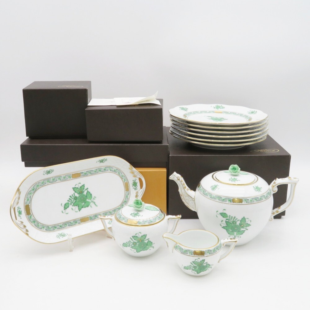 Yahoo!オークション - 1円〜 ヘレンド アポニーグリーン (AV) ティーポ...