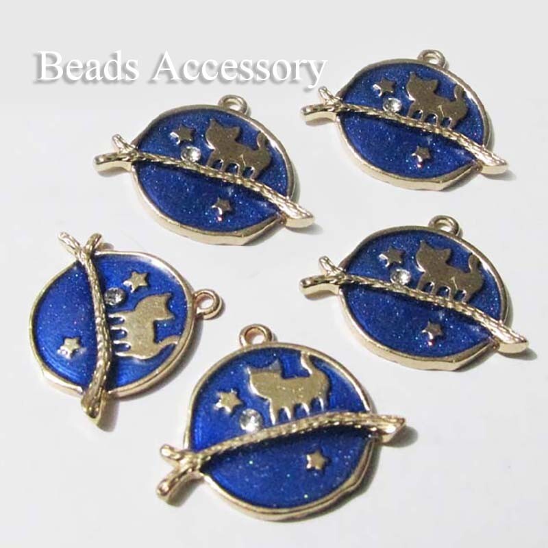 Yahoo!オークション - BA-0549 金色円にネコとダイヤモンド 26×22mm ...