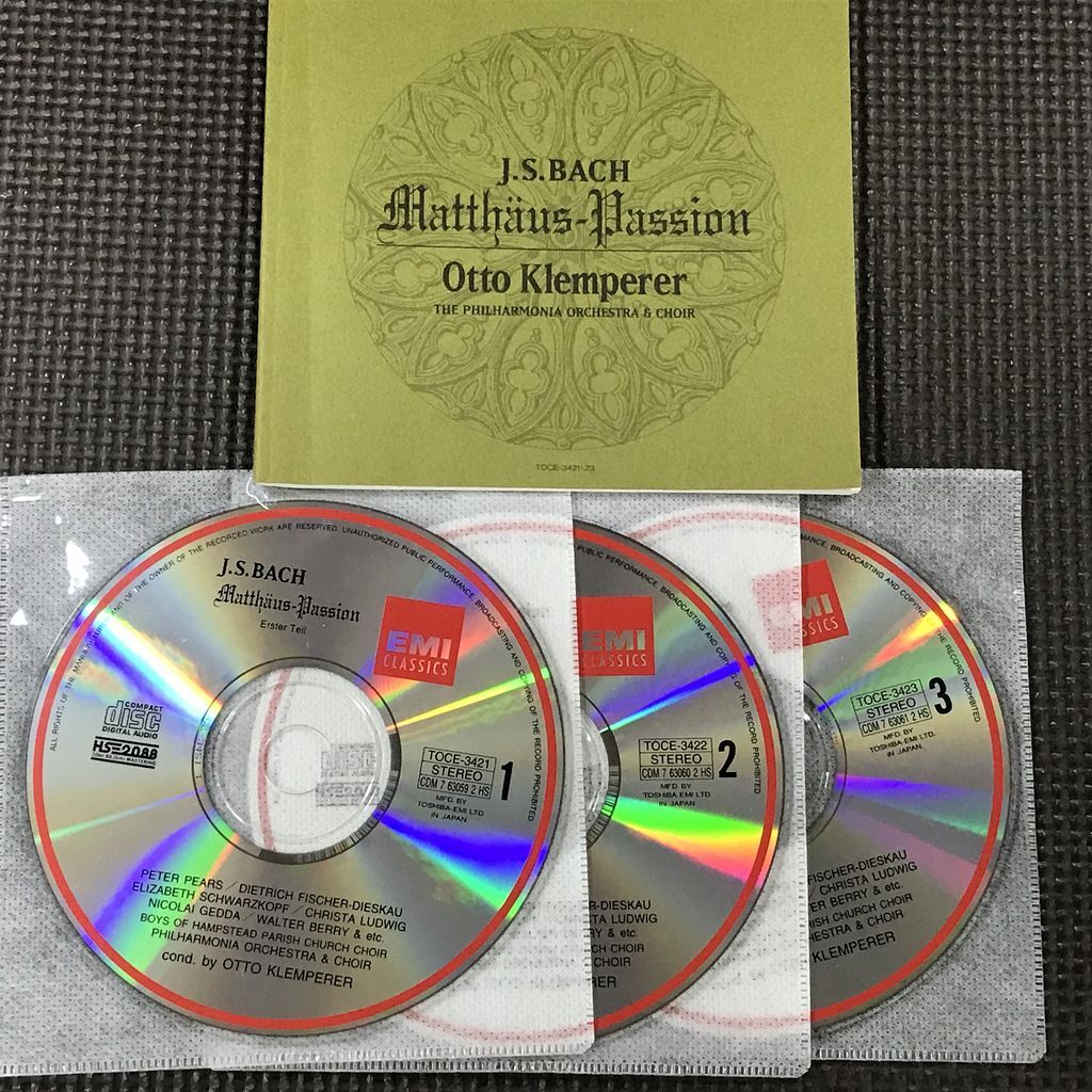 クレンペラー バッハ:マタイ受難曲 BWV.244 3CD J.S.BACH Matthaus-Passion Otto Klemperer TOCE 3421-23(その他)｜売買された ...