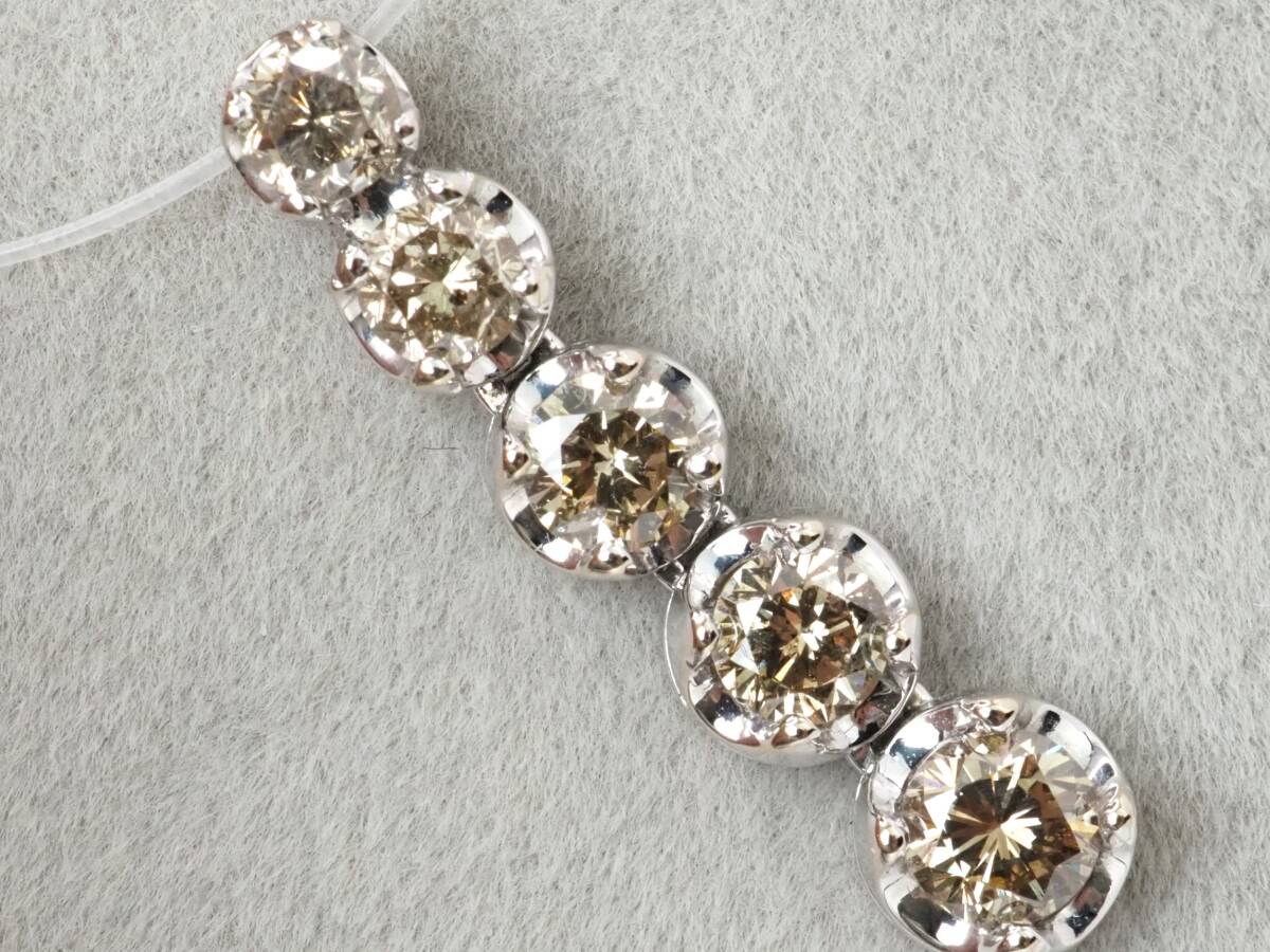 Yahoo!オークション - 【6023M】K18WG 天然ダイヤモンド 5P/1.00ct/1.3...