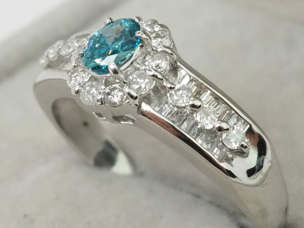 Yahoo!オークション - 【6086A】Pt900 天然ブルーダイヤモンド 天然ク...