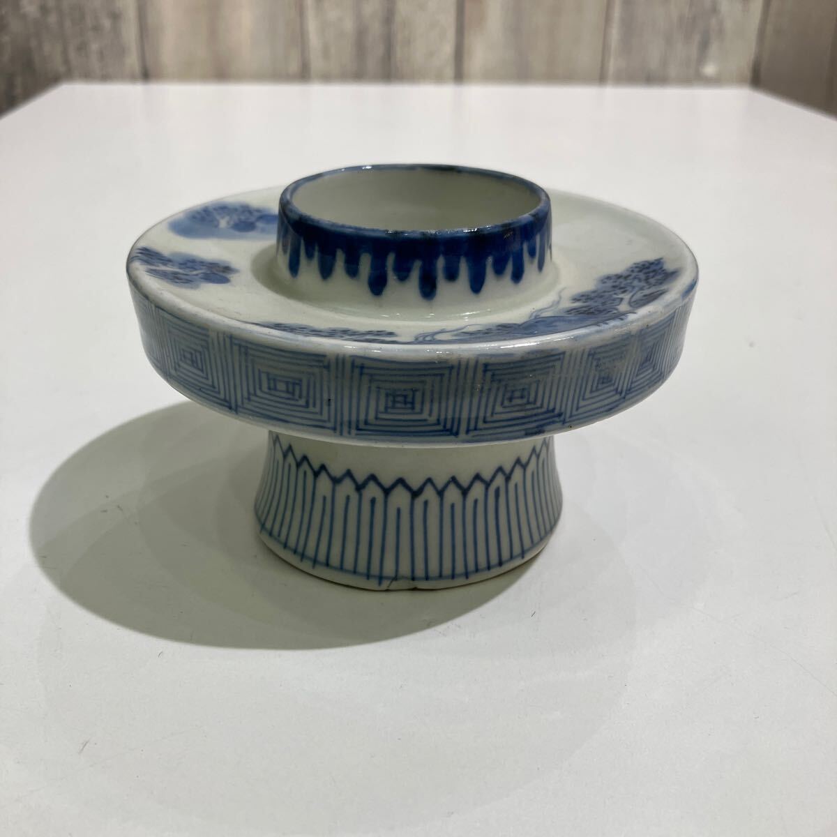 Yahoo!オークション - 5465-A 古伊万里 酒器 盃台 染付 サイズ高さ7.5c...