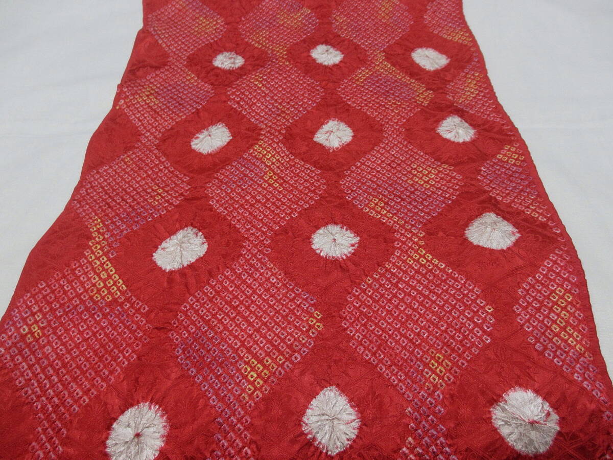 Yahoo!オークション - K284 正絹 赤 絞り はぎれ 34cmx110cm ハンド...