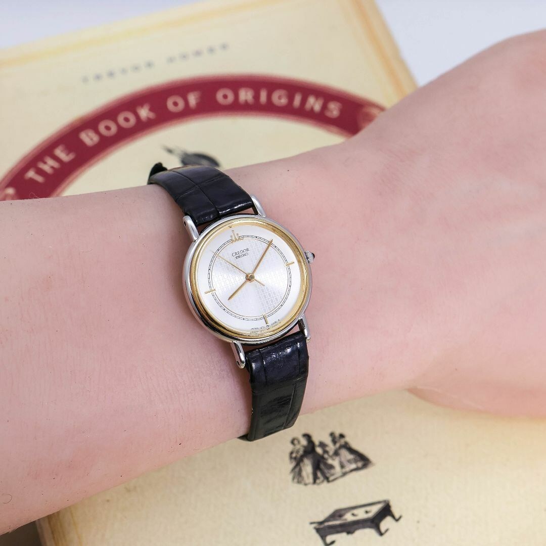 稼働 SEIKO CREDOR 腕時計 18Kベゼル 新品電池 レザー 577 稼働 SEIKO CREDOR 腕時計 18Kベゼル 新品電池 レザー 577