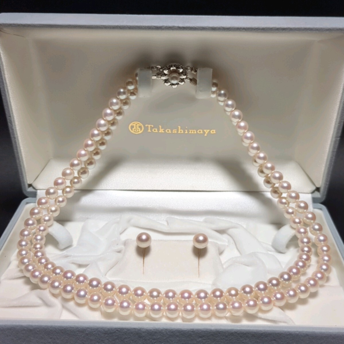 Yahoo!オークション - 【テリ最高 2連】K14 アコヤ真珠 6.5-7.0mm 43cm...