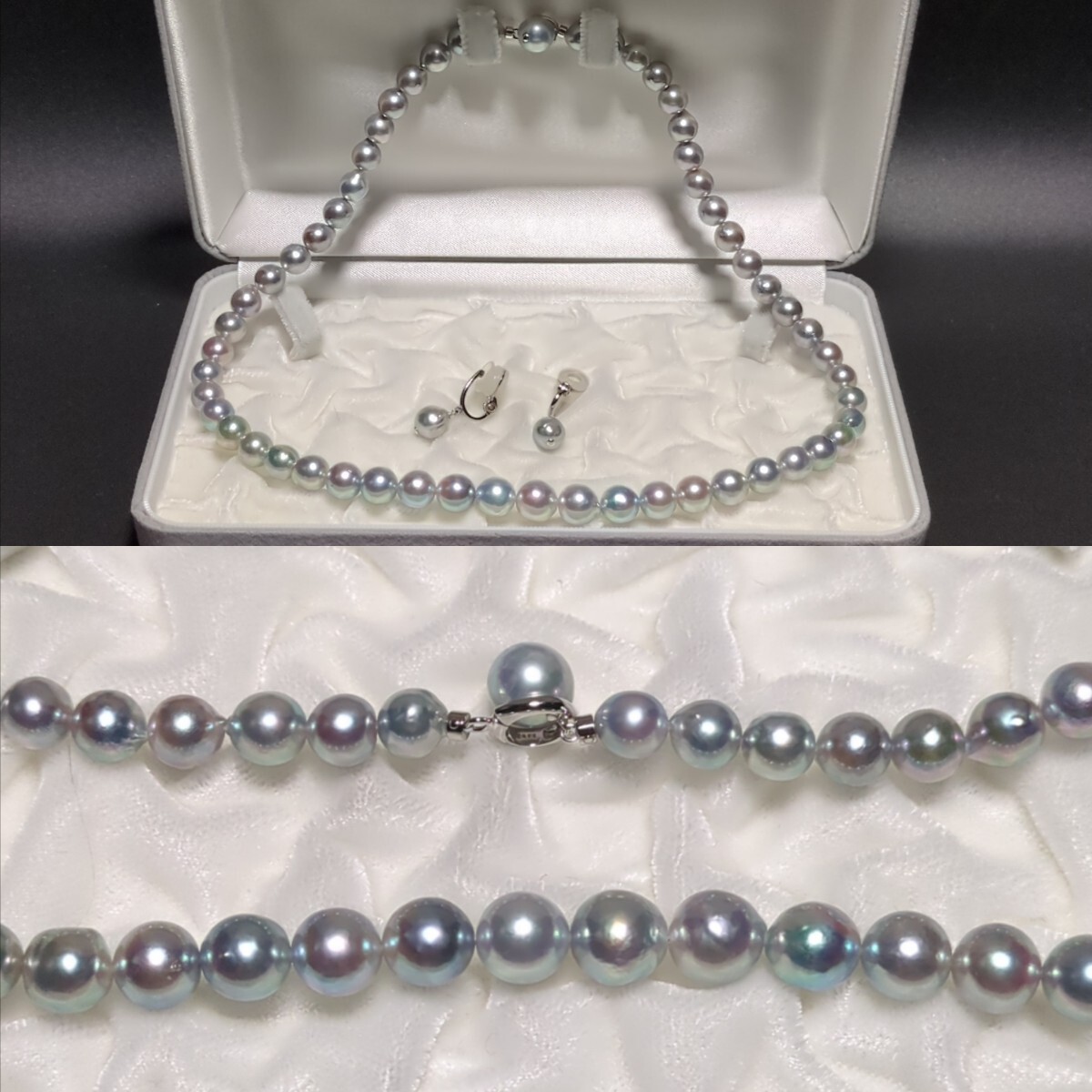 Yahoo!オークション - 【無調色 6.5-9.0mm】アコヤ真珠 48cm K18 ネッ...