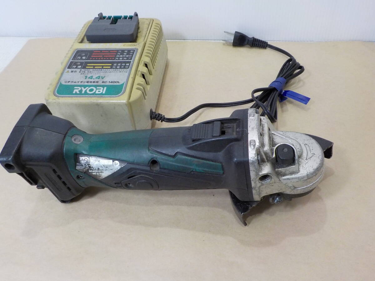 Yahoo!オークション - d938 RYOBI 14.4V充電式ディスクグラインダ GB-1...