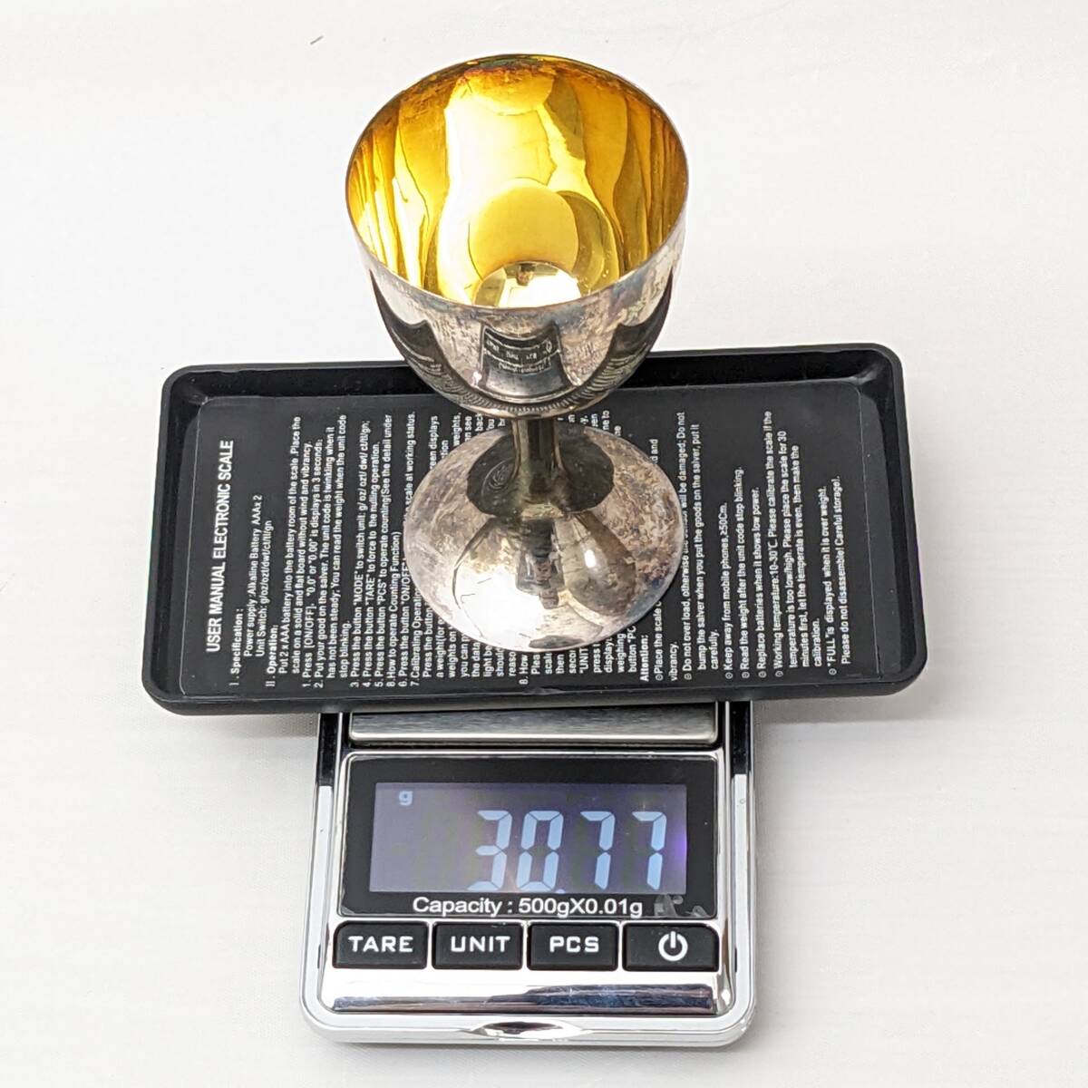 Yahoo!オークション - 【3565】銀製刻印 ワイングラス 総重量30.77g ケ...