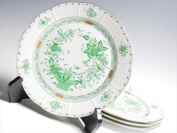 Yahoo!オークション - k836 HEREND ヘレンド インドの華 グリーン プレ...