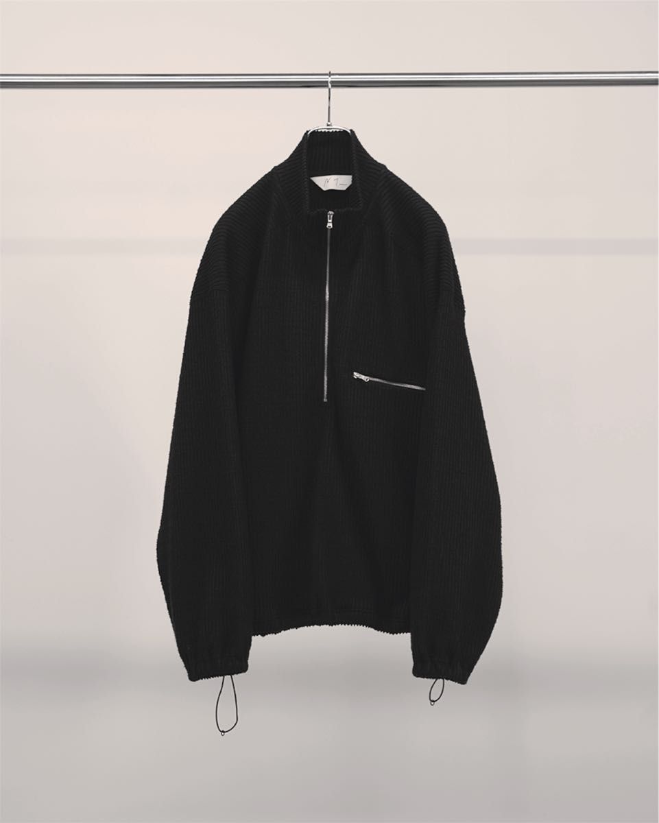 ANCELLM / CUT STRIPE HALF ZIP PULL OVER ブラック サイズ1 ANCELLM / CUT STRIPE HALF ZIP PULL OVER ブラック サイズ1