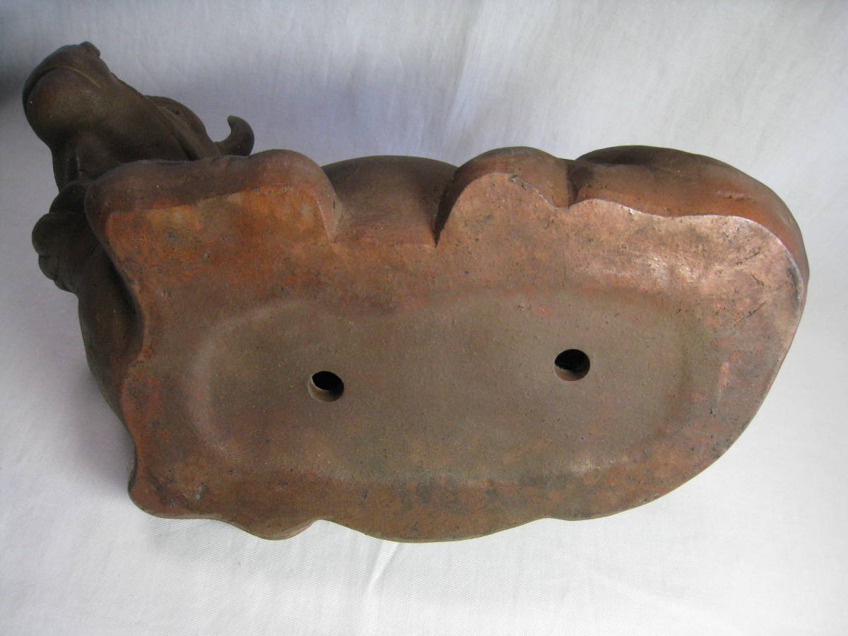 備前焼 【騎牛帰家童子像】名工14代 木村友敬 幅約38cm 重量感 備前焼 【騎牛帰家童子像】名工14代 木村友敬 幅約38cm 重量感