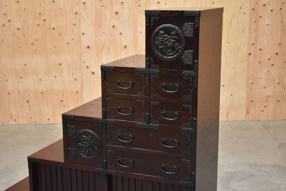 Yahoo!オークション - zyt2047ジ 階段箪笥 4尺巾 民芸階段タンス左下 ...