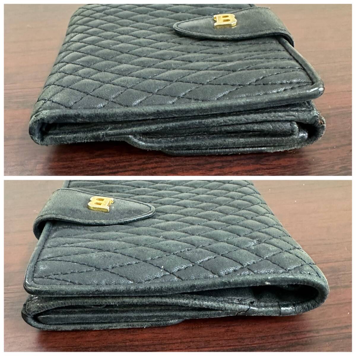 Yahoo!オークション - 【T0313】 バリー BALLY 二つ折り 財布 黒 ブラ...