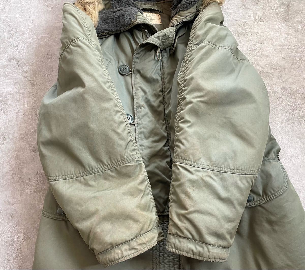 Yahoo!オークション - 70s 米軍実物 N-3B フライトジャケット s セージ...