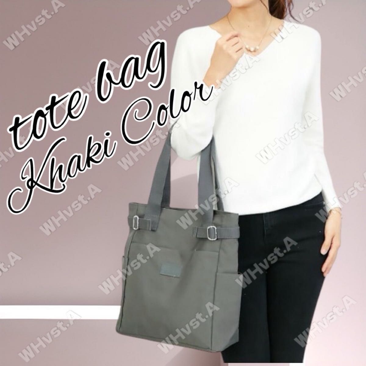 Yahoo!オークション - トートバッグ A4 ナイロン グレー 軽量ナ 多機能...