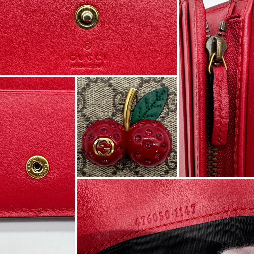 Yahoo!オークション - グッチ GGスプリーム チェリー コンパクトウォレ...