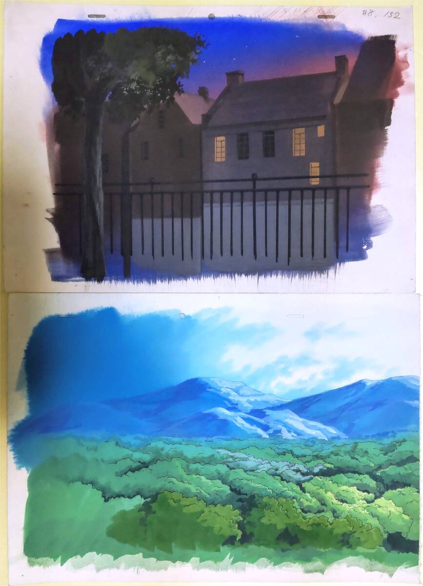 Yahoo!オークション - アニメ制作に使われた直筆背景画 2枚（その①）...