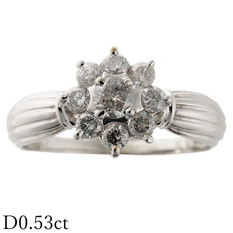 Yahoo!オークション - ダイヤモンド/0.53ct フラワー デザイン リング ...