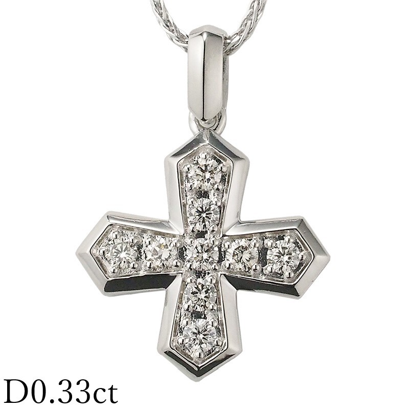 Yahoo!オークション - ダイヤモンド/0.33ct クロス ネックレス Pt900 P...