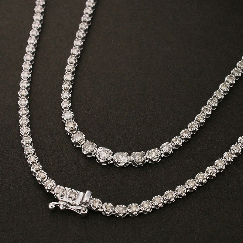 Yahoo!オークション - ダイヤモンド/3.00ct テニス ネックレス K18WG