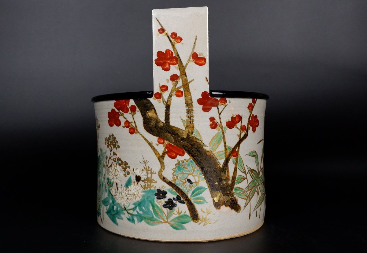 Yahoo!オークション - 【MKA】9代白井半七 四季草花手桶水指 共箱 名品...