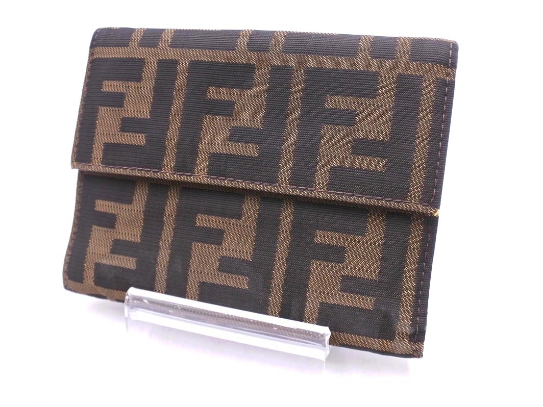 Yahoo!オークション - ネコポスOK FENDI フェンディ ズッカ柄 財布 ブ...
