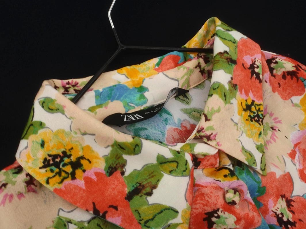 Yahoo!オークション - ネコポスOK ZARA ザラ 花柄 シャツ sizeS/白 fcb...