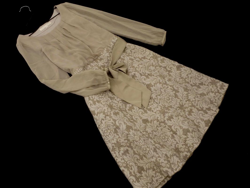 NATURAL BEAUTY ナチュラルビューティー ウール混 ジャガード ドッキング ワンピース size38/ベージュ fcc6 レディース(ワンピース)｜売買されたオークション情報 ...