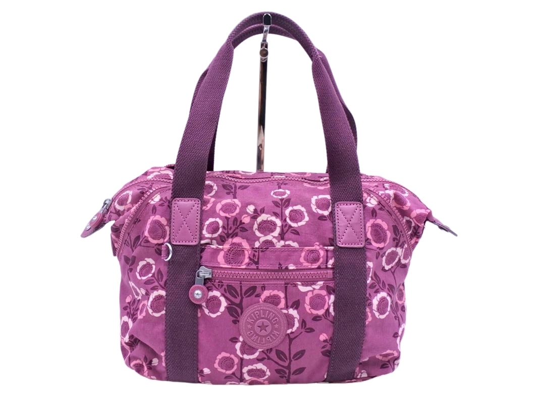 Yahoo!オークション - Kipling キプリング 花柄 トート バッグ 紫 fcc6...