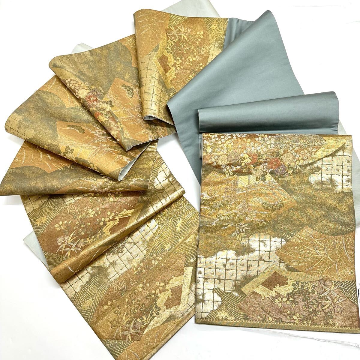 Yahoo!オークション - 【七福】c465 逸品 高級品 正絹 袋帯 六通 四季...