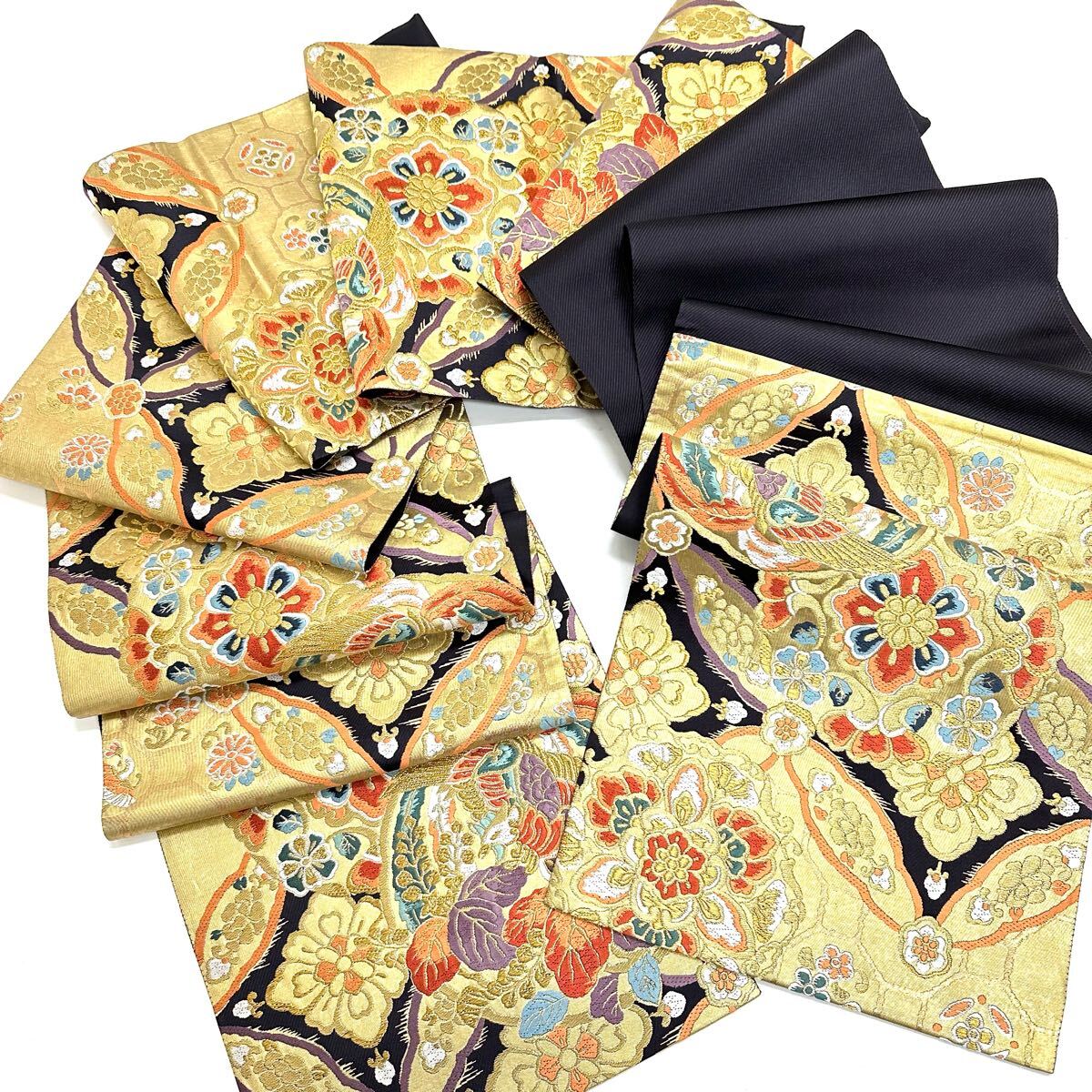 Yahoo!オークション - 【七福】c475 逸品 高級品 正絹 袋帯 六通 花鳥 ...