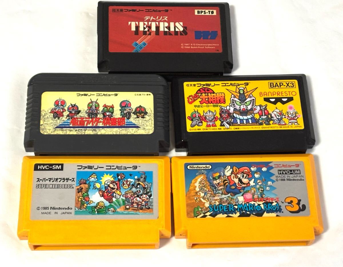 rrkk3751 FC ソフトのみ5点 スーパーマリオブラザーズ HVC-SM/3 HVC-UM/仮面ライダー倶楽部/SDバトル大相撲 BAP-X3/テトリスBPS-TO まとめ(アクション ...
