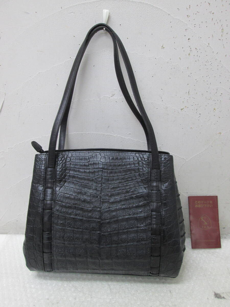 Yahoo!オークション - (66) クロコダイル ハンドバッグ JRA 194 ワニ革...