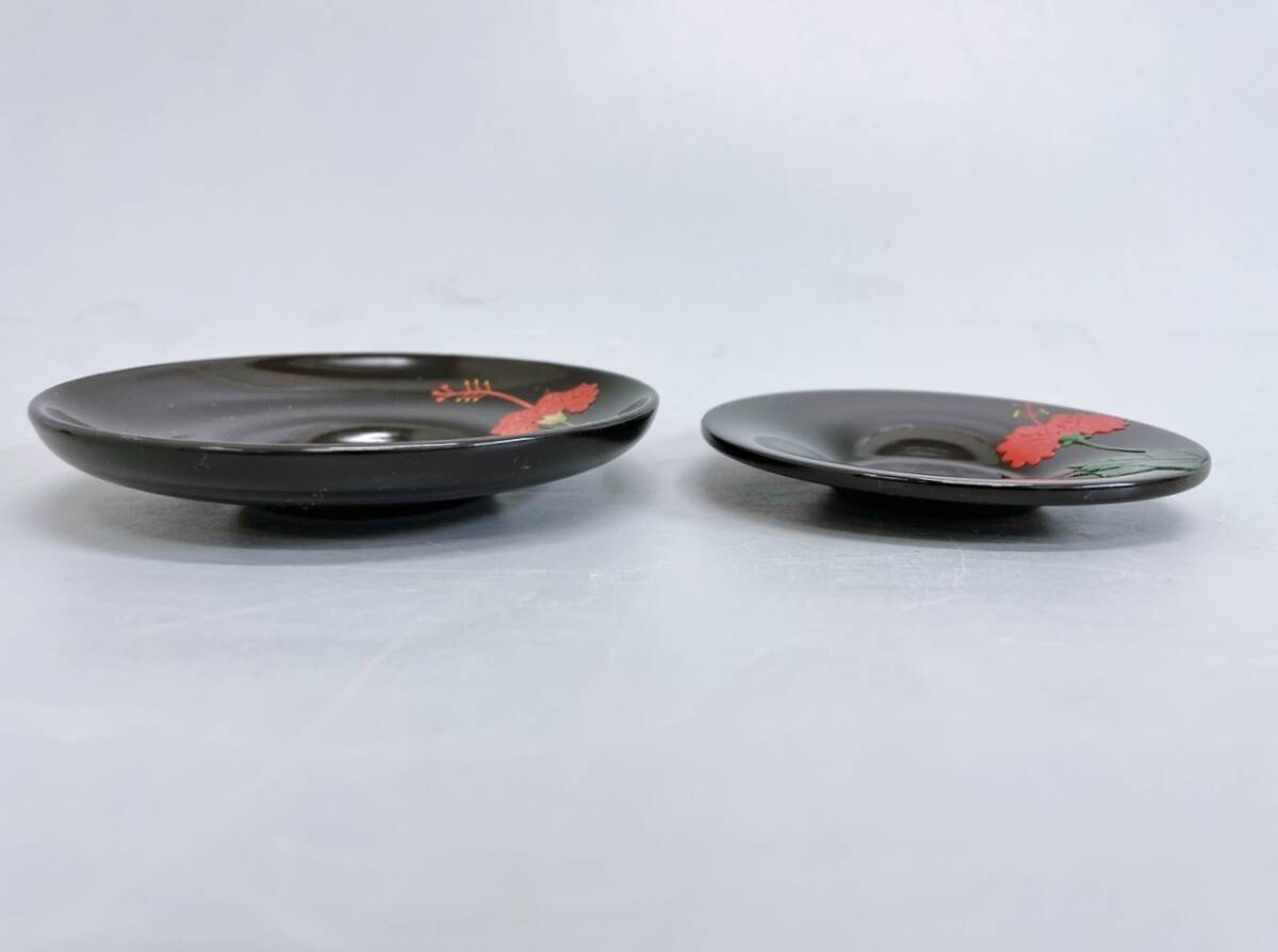 琉球漆器 うるし 沖縄 茶托 大小各5客セット ハイビスカス べん 琉球漆器 うるし 沖縄 茶托 大小各5客セット ハイビスカス べん