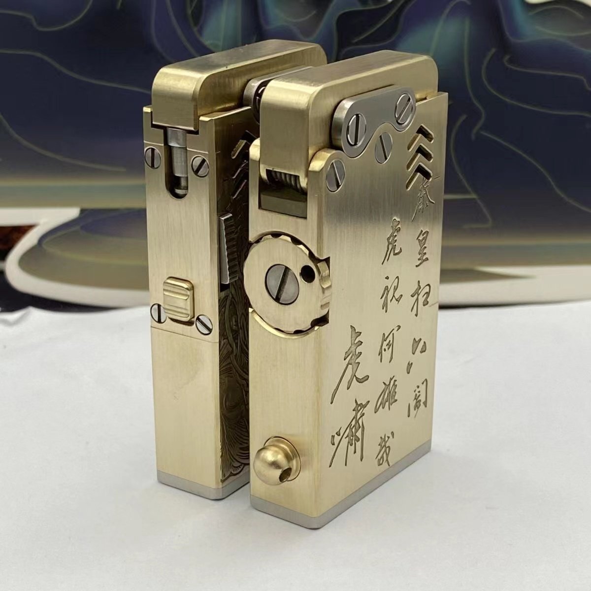 Yahoo!オークション - 新品 鯉の彫刻 ハンドメイド 機械式スライド着火...