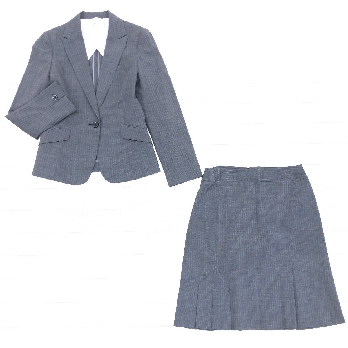 P.S.FA パーフェクトスーツファクトリー クールマックス ウォッシャブル スカートスーツ 上下セット 9AR M相当 グレー ジャケット(ひざ丈スカート)｜売買されたオークション情報 ...