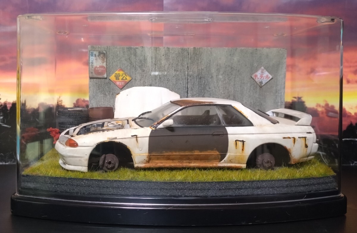 1/24 スカイラインGT-R(R32) 昭和の風景 草ヒロ 旧車 自作情景 1/24 スカイラインGT-R(R32) 昭和の風景 草ヒロ 旧車 自作情景