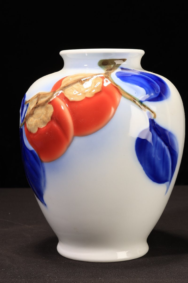珍品堂】1円から 深川製磁 柿絵浮彫 2点 花瓶 飾り壺 時代物 古 珍品堂】1円から 深川製磁 柿絵浮彫 2点 花瓶 飾り壺 時代物 古