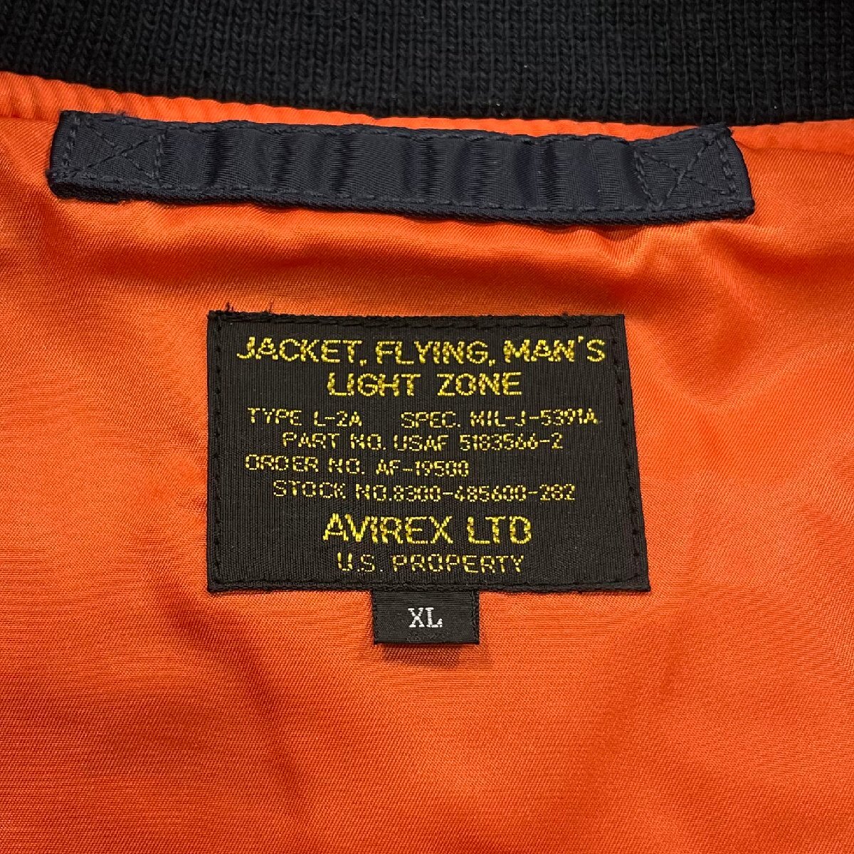 Yahoo!オークション - AVIREX L-2A フライトジャケット ブラックエース...